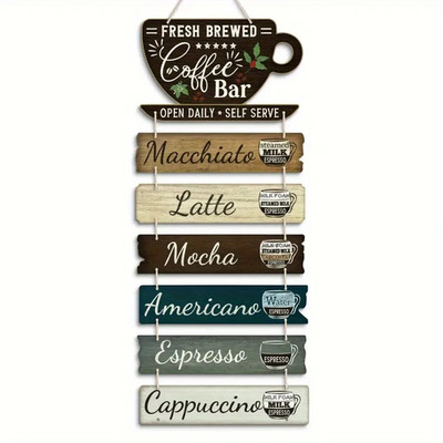 Rustic Coffee Bar Wall Art Sign - 2D Flat, 1pc - with Coffee Drink ...