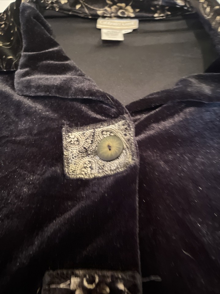Coldwater Creek 14 Velvet Boxy Velvet Black Big Buttons Jacket Blazer ...