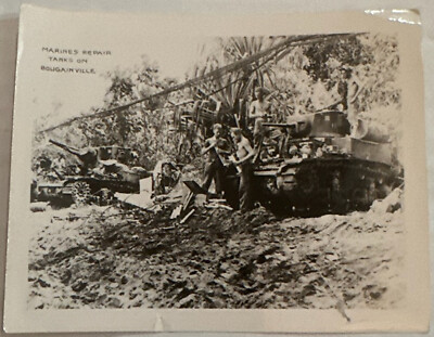WWII USMC Marines Repair Tanks on Bougainville Photograph FREE SHIPPING ...