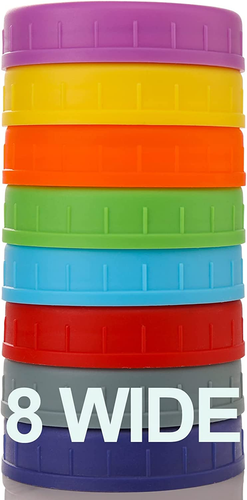 WIDE Mouth Mason Jar Lids [8 Pack] for Ball, Kerr and More - Colored ...