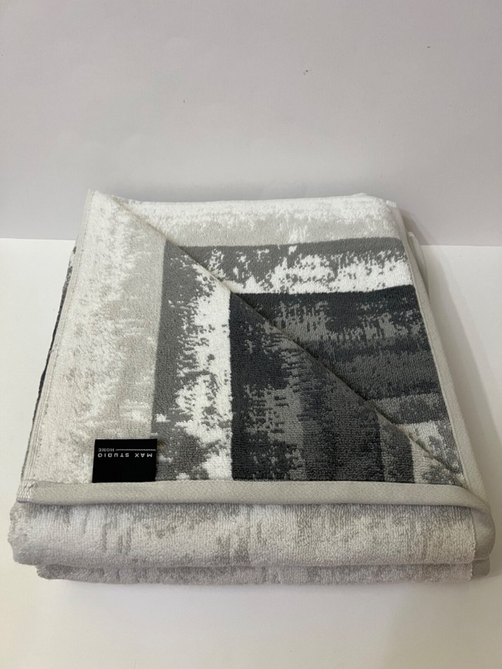 Max Studio 2 Bath 2 Hand 4 Washcloth Towel Set Abstract Ombre Beige ...