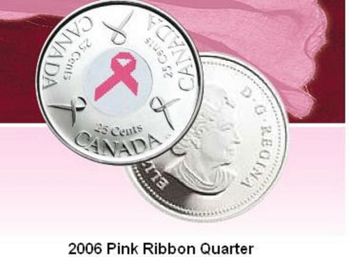 2006 Canada Breast Cancer Pink Ribbon Colored Quarter MINT UNC 25 Cents ...