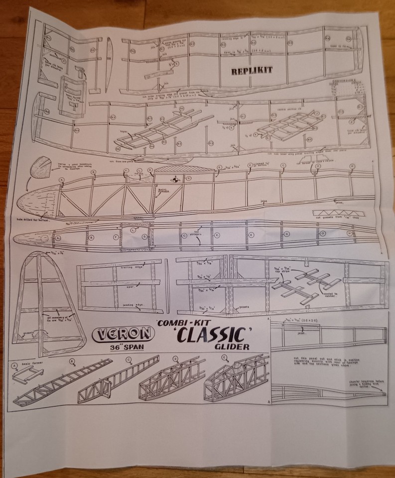 REPLIKIT Veron Combi Classic 36"wingspan part kit with plan, NIB. | eBay UK