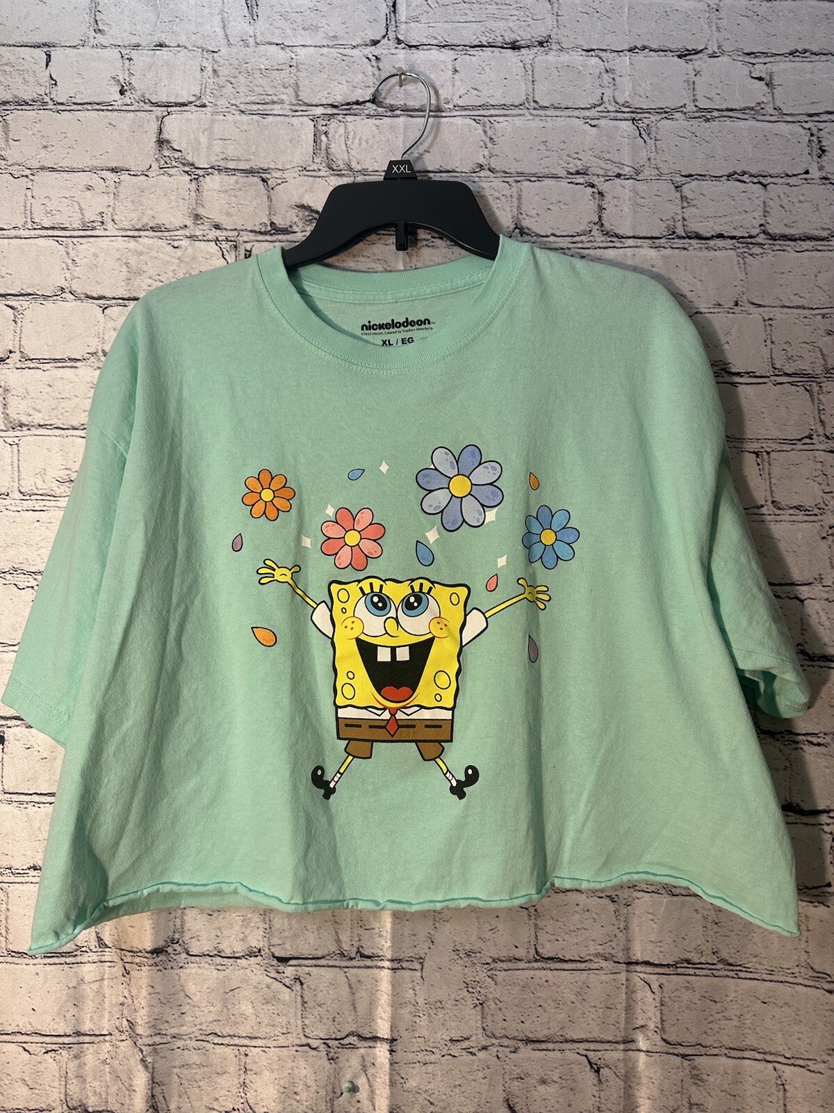 Nickelodeon spongebob blue/green short sleeve crop to… - Gem