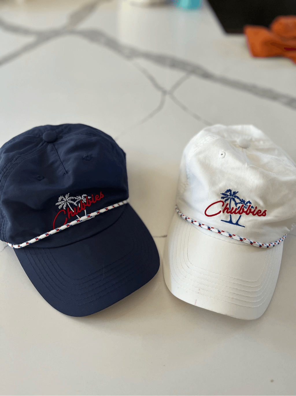 2 Chubbies Adjustable Nylon Rope Hat Blue and White Unisex Baseball ...