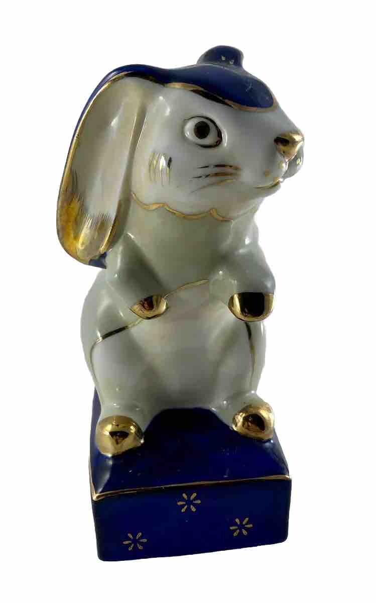 Takahashi Japan Porcelain Rabbit On Cobalt & Gilt Vintage 6 1/2 ...