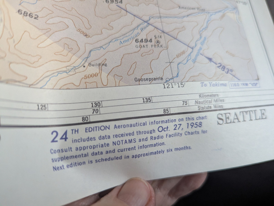Local Aeronautical Chart map Seattle WA dated Oct 27, 1958 24th Edition ...