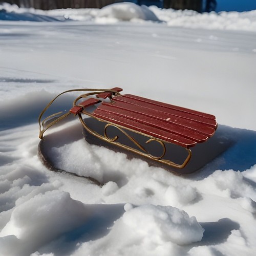 Rustic christmas ornament Red sled Wooden Radio Flyer Style 8” Long w ...
