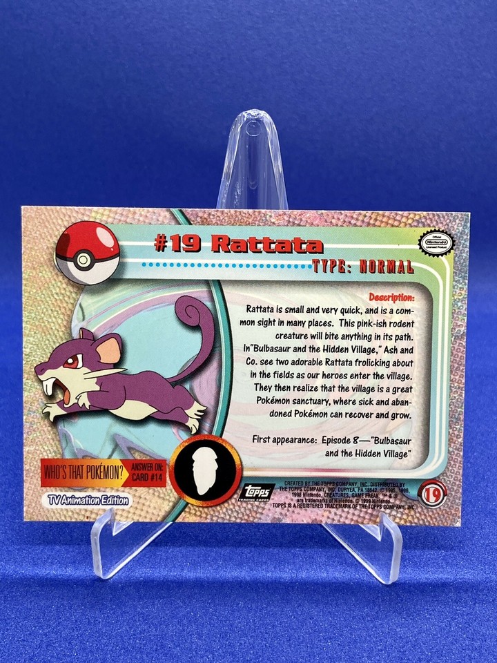 Pokémon TCG Rattata Topps Series 1 Pokémon Card #19 TV Animation ...