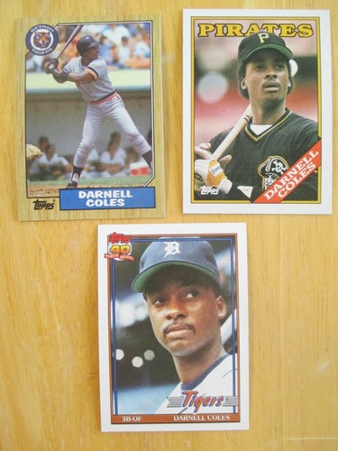 Topps baseball 1987, 1988, 1991, 3 card lot, Darnell Coles - Tigers ...