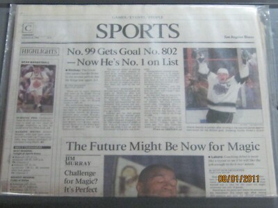 Wayne Gretzky All-Time NHL Scoring Record Collectible Newspaper | eBay