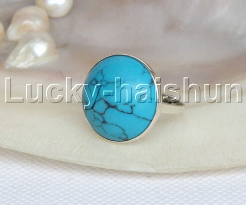 AAA Genuine coin fastener 21mm blue turquoise Rings 925s silver 8 ...