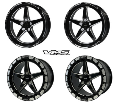 VMS RACING V-STAR BEADLOCK DRAG RACE WHEELS R 17X10 F 18X5 15-22 FORD ...