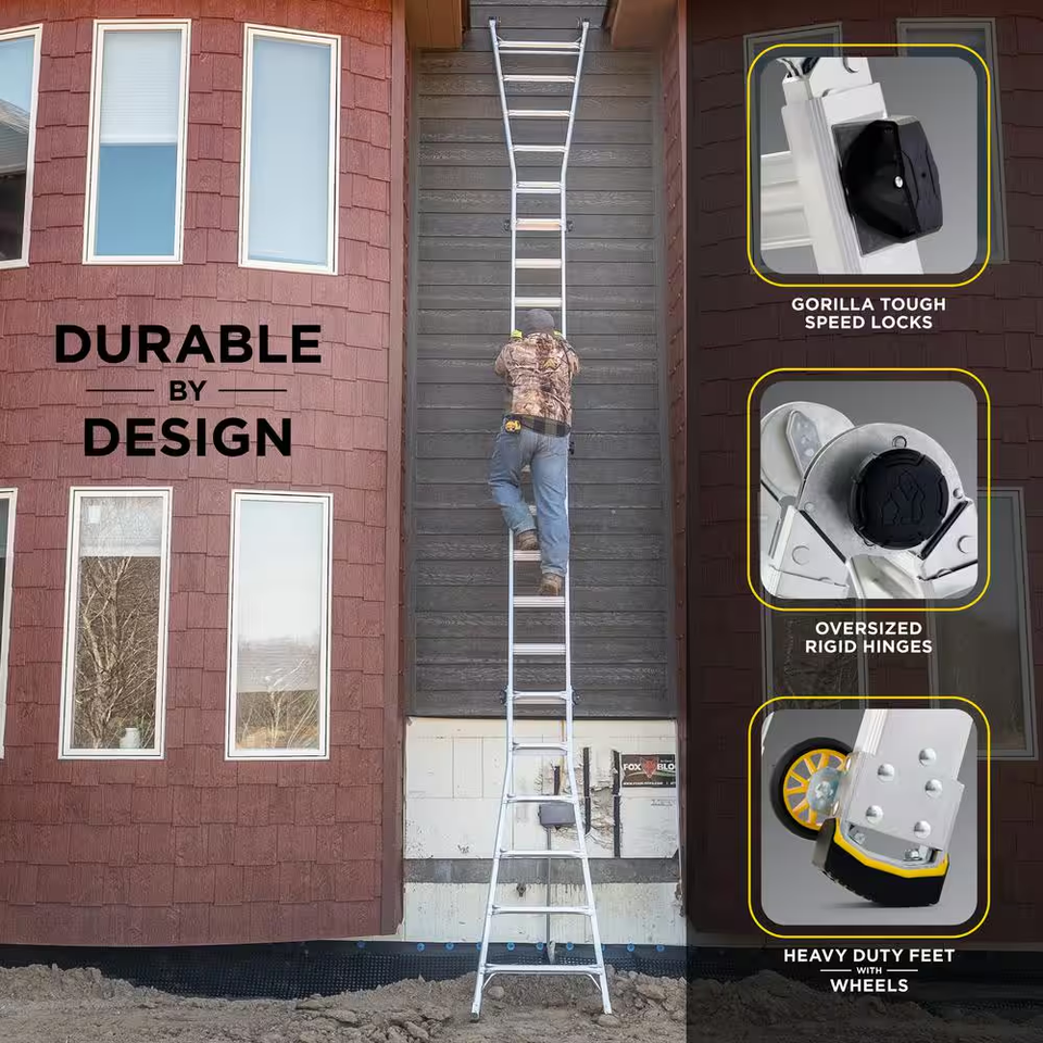 26 Ft. Reach MPXW Aluminum Multi-Position Ladder with Wheels, 375 Lb ...