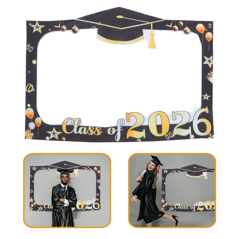 Class of 2026 Photo Frame Banner: Black and Gold Graduation Party Photo ...