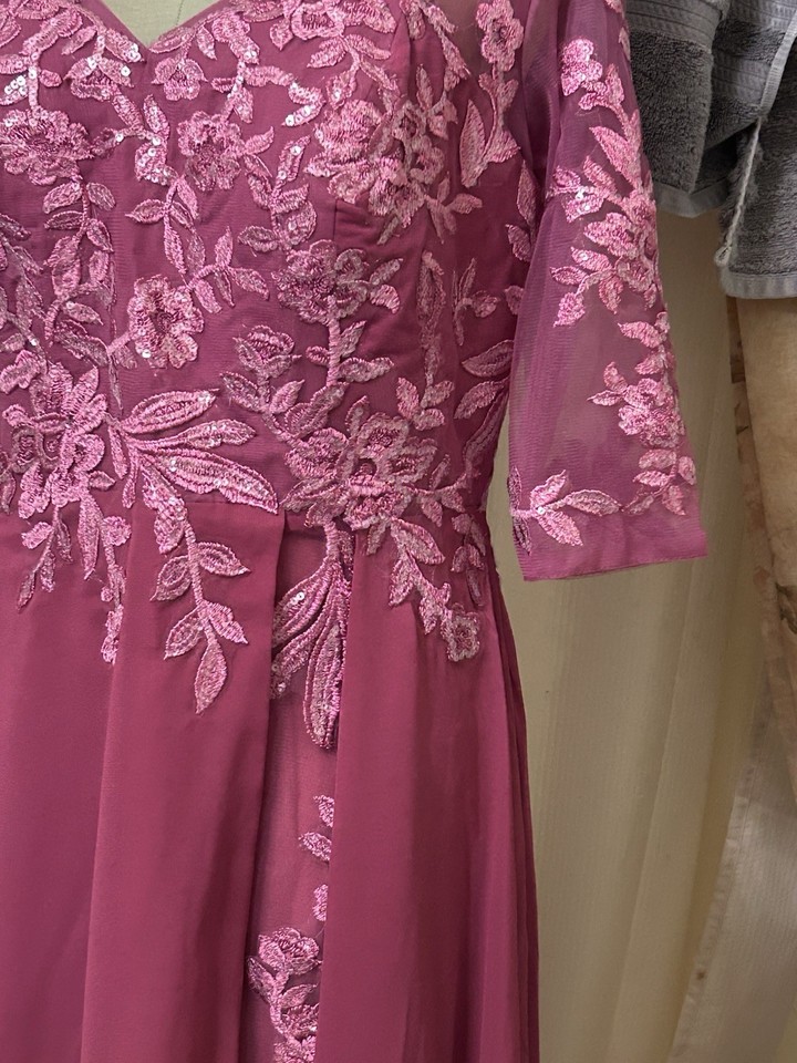 Mother of the bride wedding party dress size 14 Dusty Rose May lace and ...