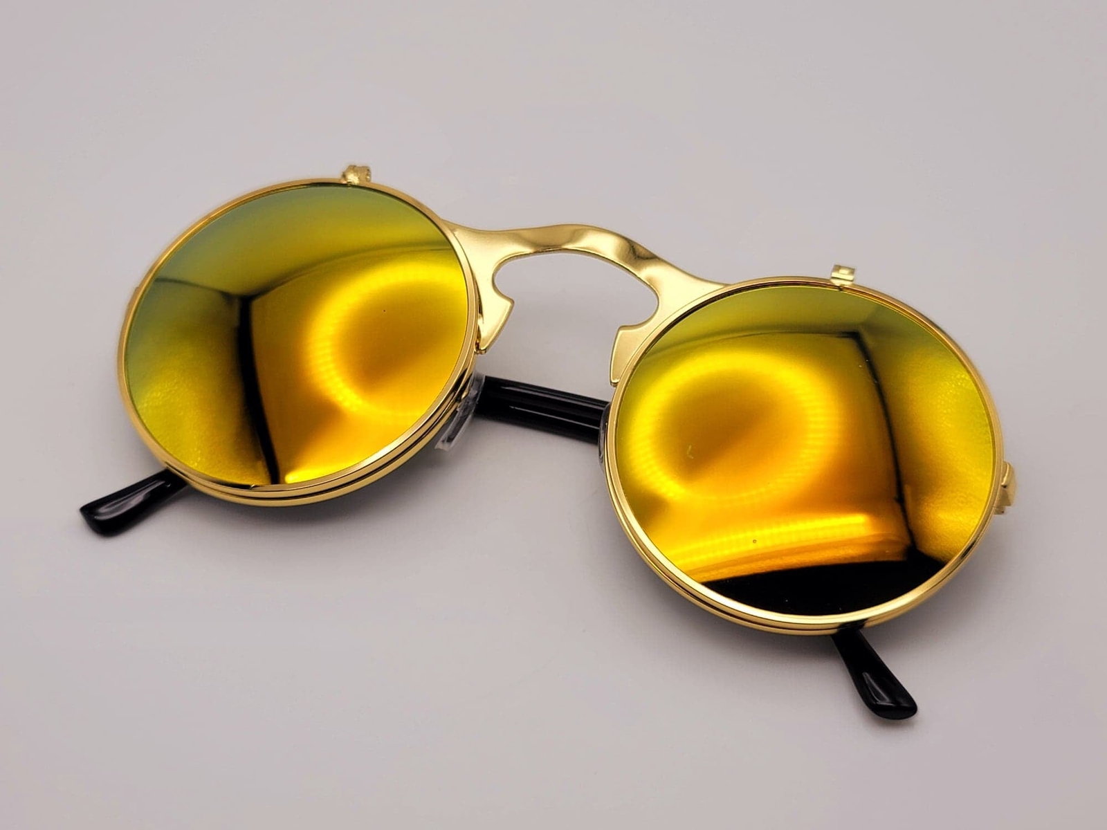 Steampunk Goggles Glasses Round Sunglasses Emo Retro Vintage Flip Up | eBay
