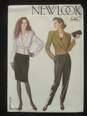 NEW LOOK PATTERN - 6467 LADIES HIGH WAIST PANTS SKIRT DBL BRST JACKET 8 ...