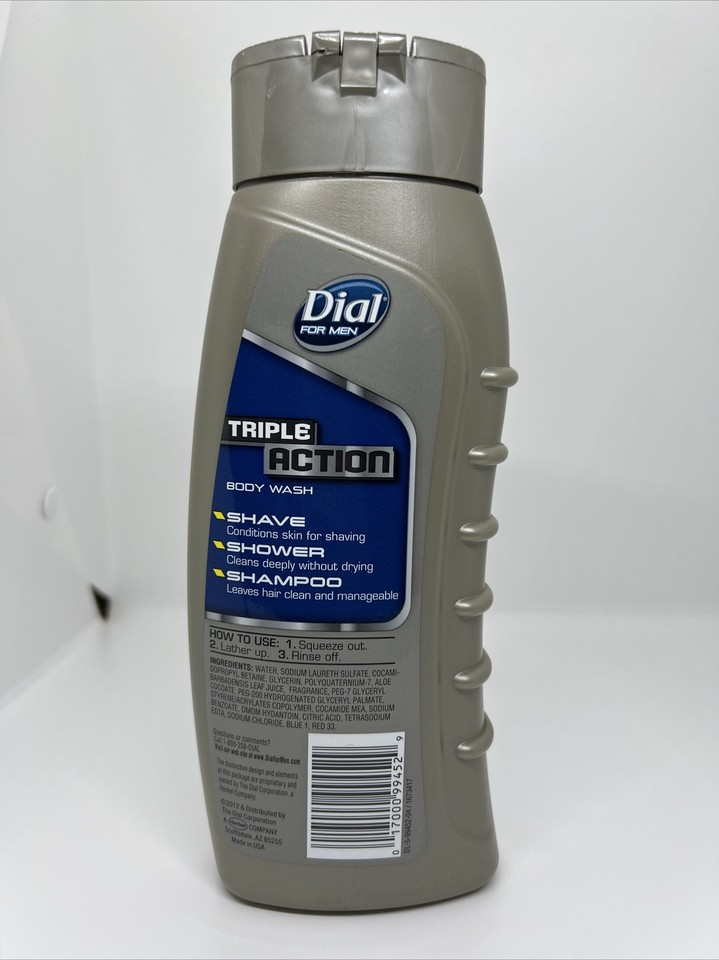 Dial Triple Action Body Wash for Men 16oz Shave Shower Shampoo New ...