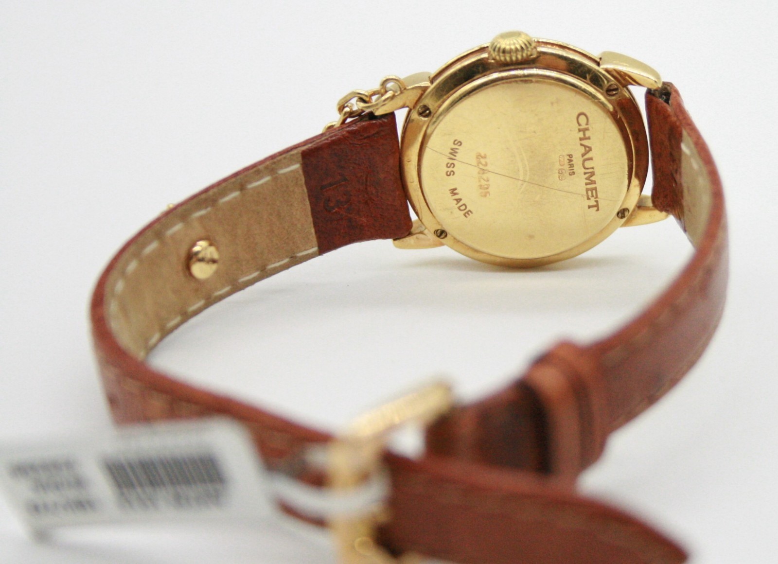 chaumet 18k yellow gold ladies 25mm quartz watch faceted crystal date ...