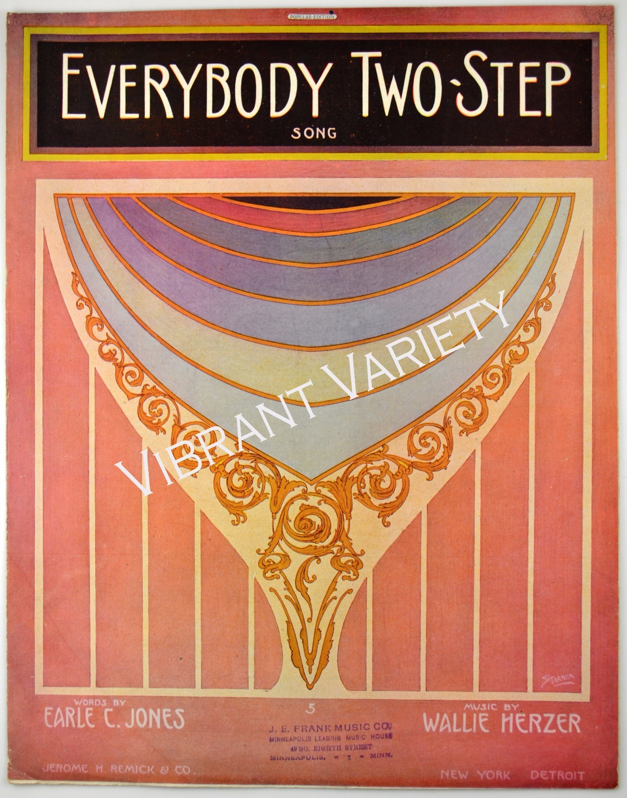 Everybody Two-Step Song Art By Starmer Music By Herzer/Jones 1913 Sheet ...