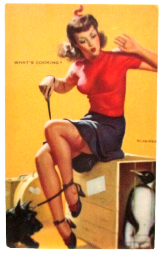 1944 Gil Elvgren Follies Girls Pinup Mutoscope Card What S Cooking
