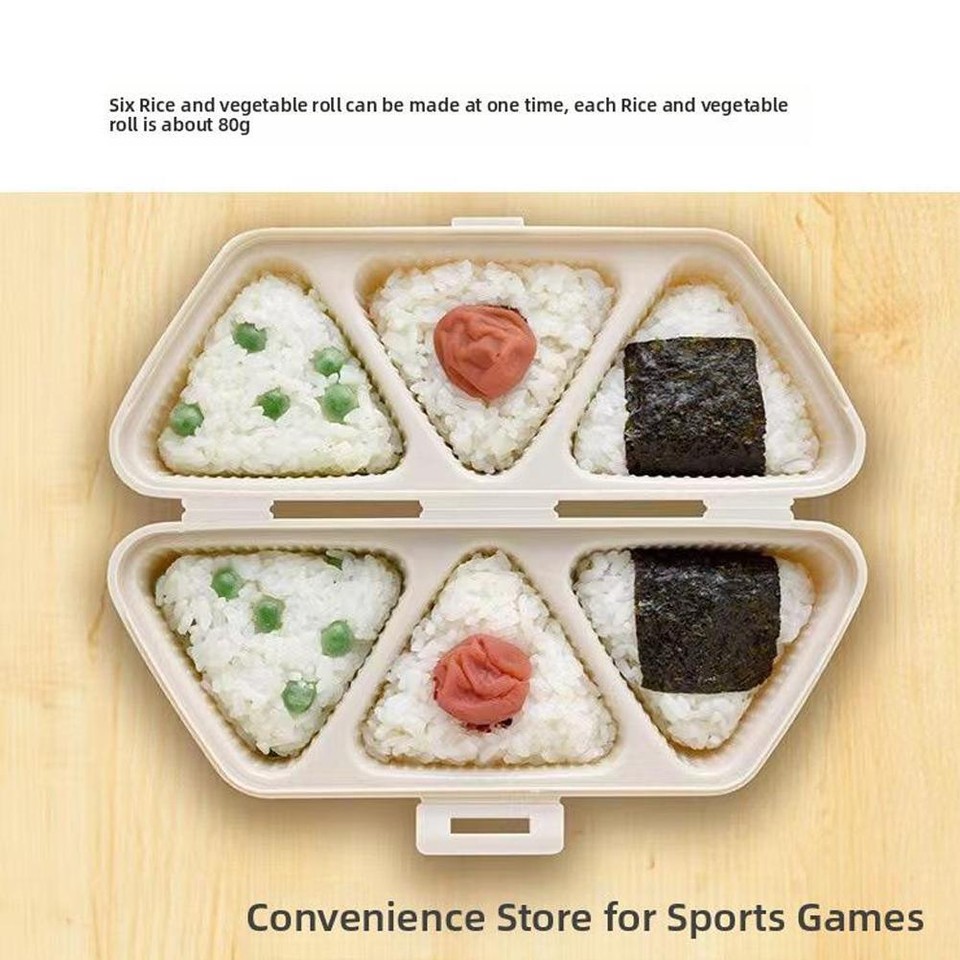 6 Six Cell Sushi Rice Ball Mold 3 Piece Triangular Bento Box Blue White ...