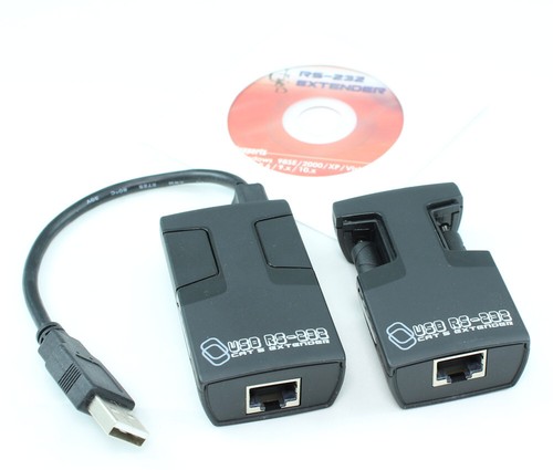 USB A to Serial (Male/DB9) Converter via Ethernet CAT5/6/RJ45 to 270ft ...