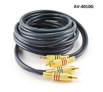 10ft 2-RCA to 2-RCA Gold-Plated Male to Male DJ/Mixer/Stereo System ...