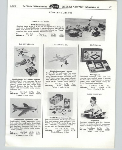 1958 PAPER AD Cox Thimble Drome .020 Pee Wee Gas Engine Airplane ...