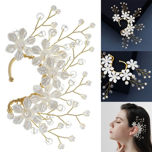 Jewelry Bridal Earrings Ear Clamp Bridal Ornaments Floral Ear Bone ...