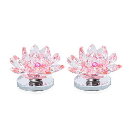 Shop LC Set of 2 Pink Crystal Lotus Flower with Rotating Base Sculpted ...