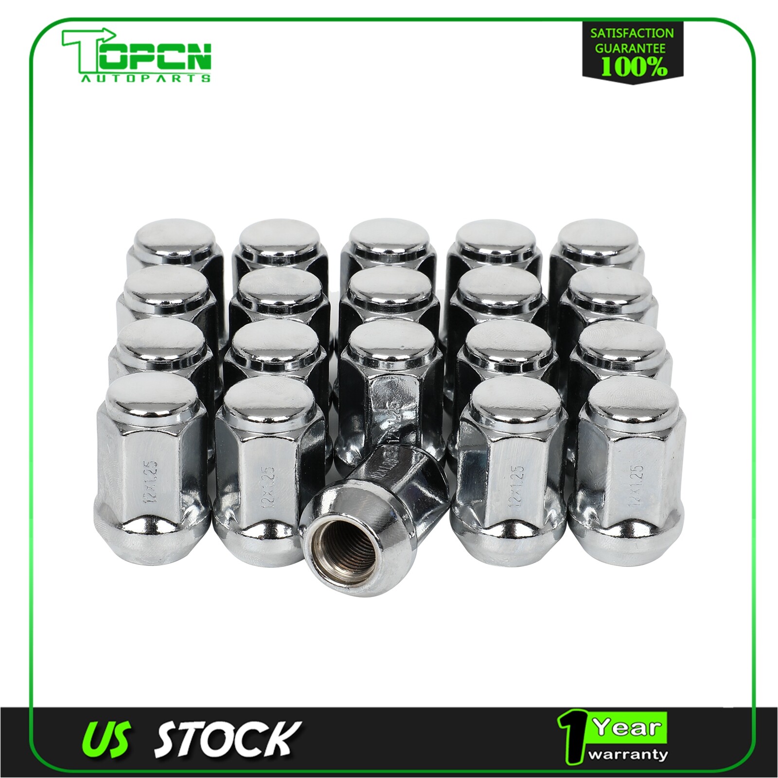 20 M12x1.25 3/4" Hex Acorn Bulge Chrome Lug Nuts For Subaru Forester ...