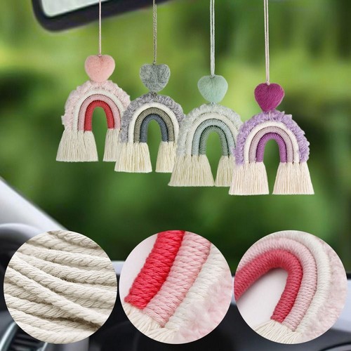 Car Rearview Mirror Pendant Weaving Rainbow Keychains Rainbow ...