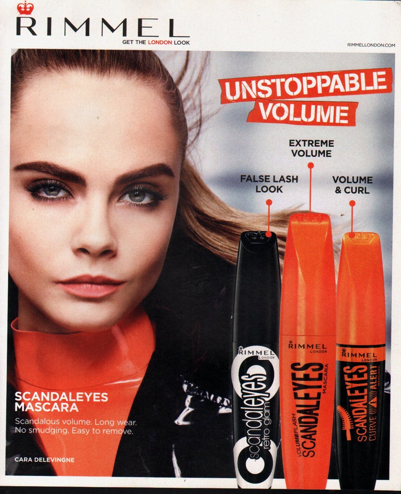 2016 Vintage ad RIMMEL modern cosmetic mascara model Cara Delevingne 12 ...