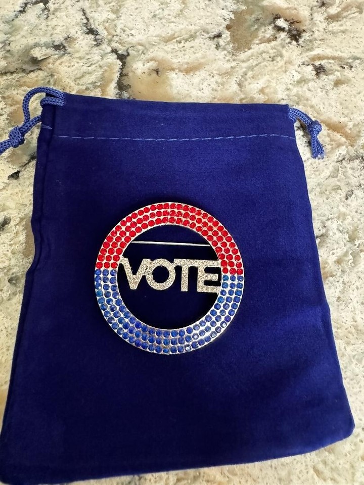 USA Patriotic Red White and Blue Crystal Rhinestone Vote Pin - American ...