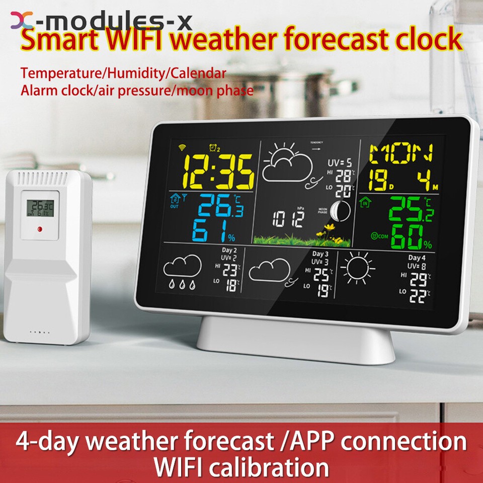 LCD Color Screen WiFi Smart Weather Clock 4-Day Weather Forecast Weather Station | eBay