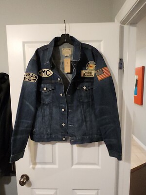 Polo Ralph Lauren Denim Trucker Jacket 1967 USRL Riders Patchwork Size ...