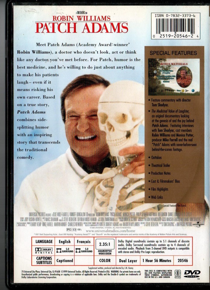 Patch Adams (DVD, 1998) 25192054624| eBay