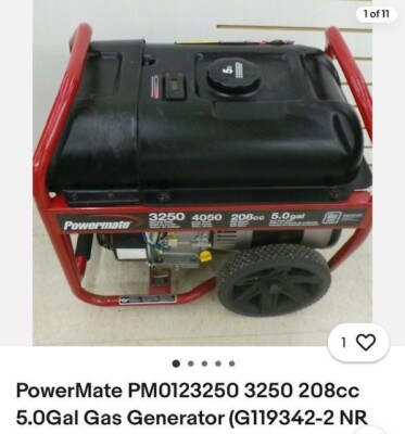 PowerMate PM0123250 3250 208cc 5.0Gal Gas Generator (G119342-2 NR LOC ...