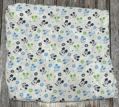 Disney Baby Mickey Mouse Blue Green Oh Boy ZZZ Fitted Crib Sheet | eBay