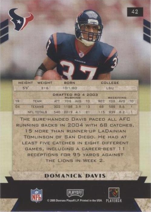 2005 Playoff Honors Domanick Davis #42 for sale | eBay