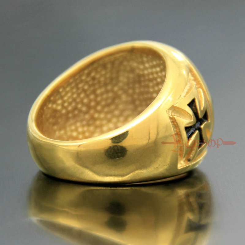 Men WW II German Knight Iron Cross Pattée Patty Gold Plated Stainless ...