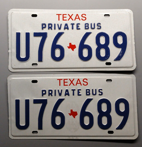 🐾 TEXAS "PRIVATE BUS" LICENSE PLATE PAIR (U76-689) UNUSED NOS | eBay