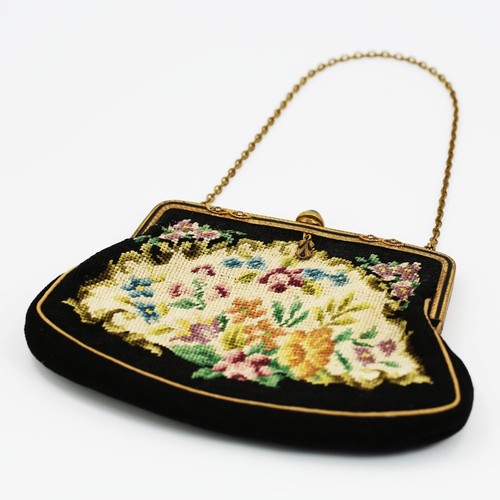 Antique European Austrian petit point embroidery evening Bag Purse ...