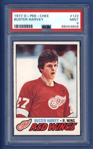 1977-78 OPC #122 BUSTER HARVEY PSA 9 MINT Detroit Red Wings NONE Higher ...