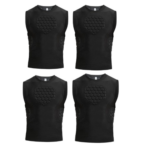 Mens Padded Compression Shirt Chest Rib Protector Comfortable Impact ...