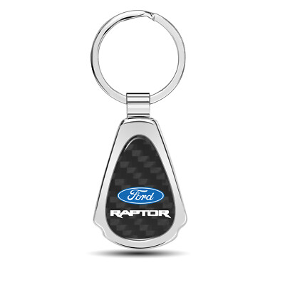 Ford F-150 Raptor Real Black Carbon Fiber Chrome Metal Teardrop Key ...