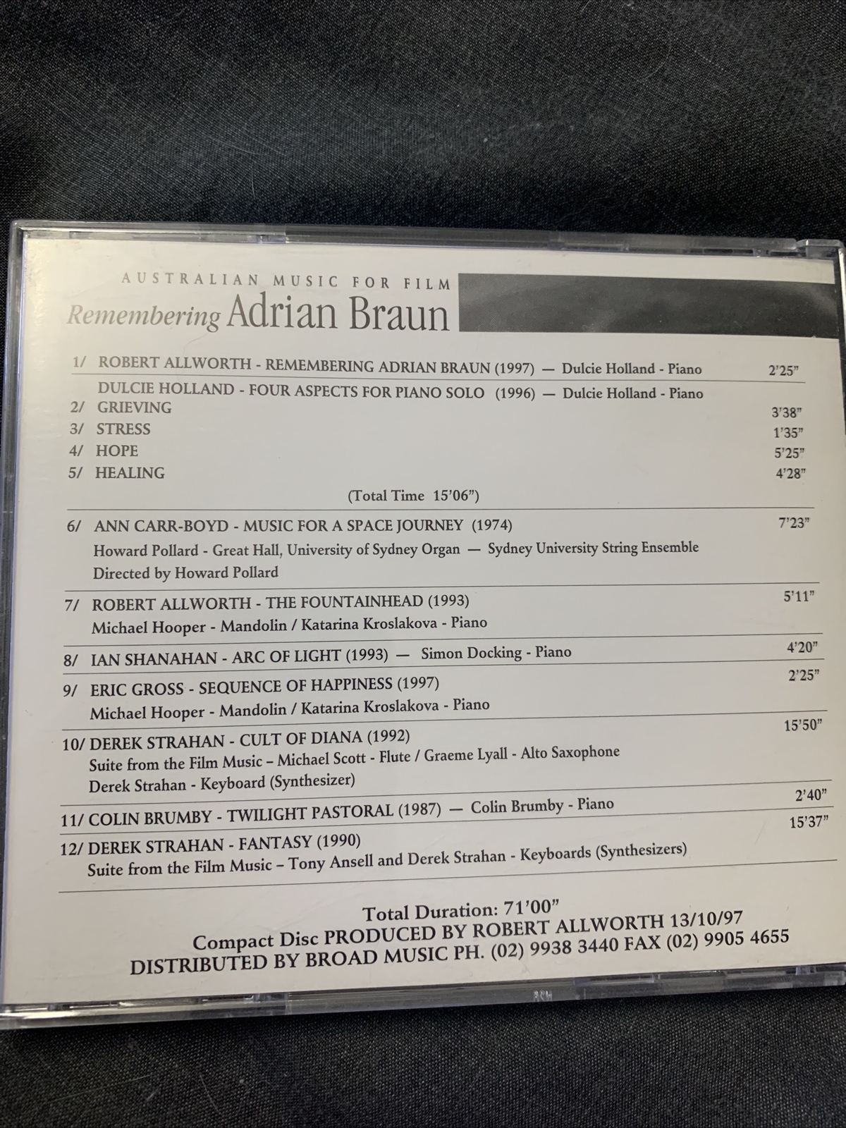 REMEMBERING ADRIAN BRAUN Cd(b65/9) Free Postage | eBay