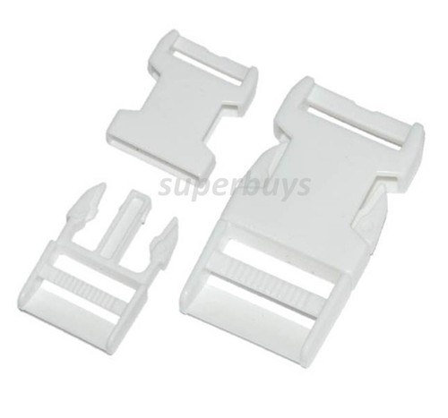 White 20mm Side Quick Release Buckle Clip Cord Strap Ribbon Webbing ...
